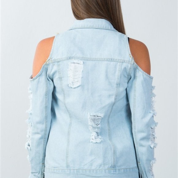 Jackets & Coats | Cold Shoulder Denim Jacket | Poshmark